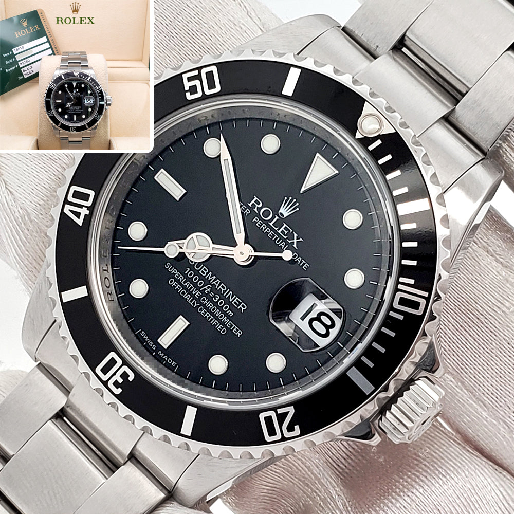 Rolex Submariner Date 16610 Steel 40mm Engraved Rehaut Watch