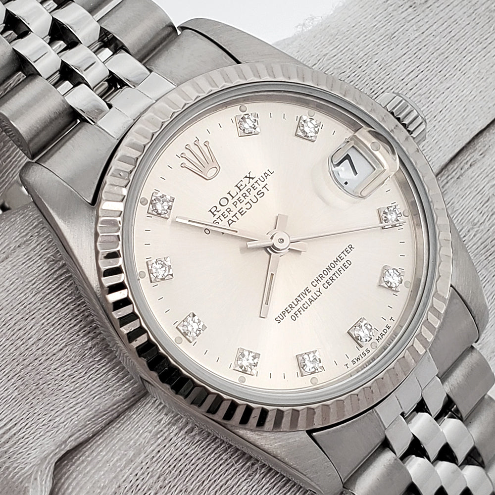 Rolex Datejust 31mm Factory Silver Diamond Dial Watch - 68274