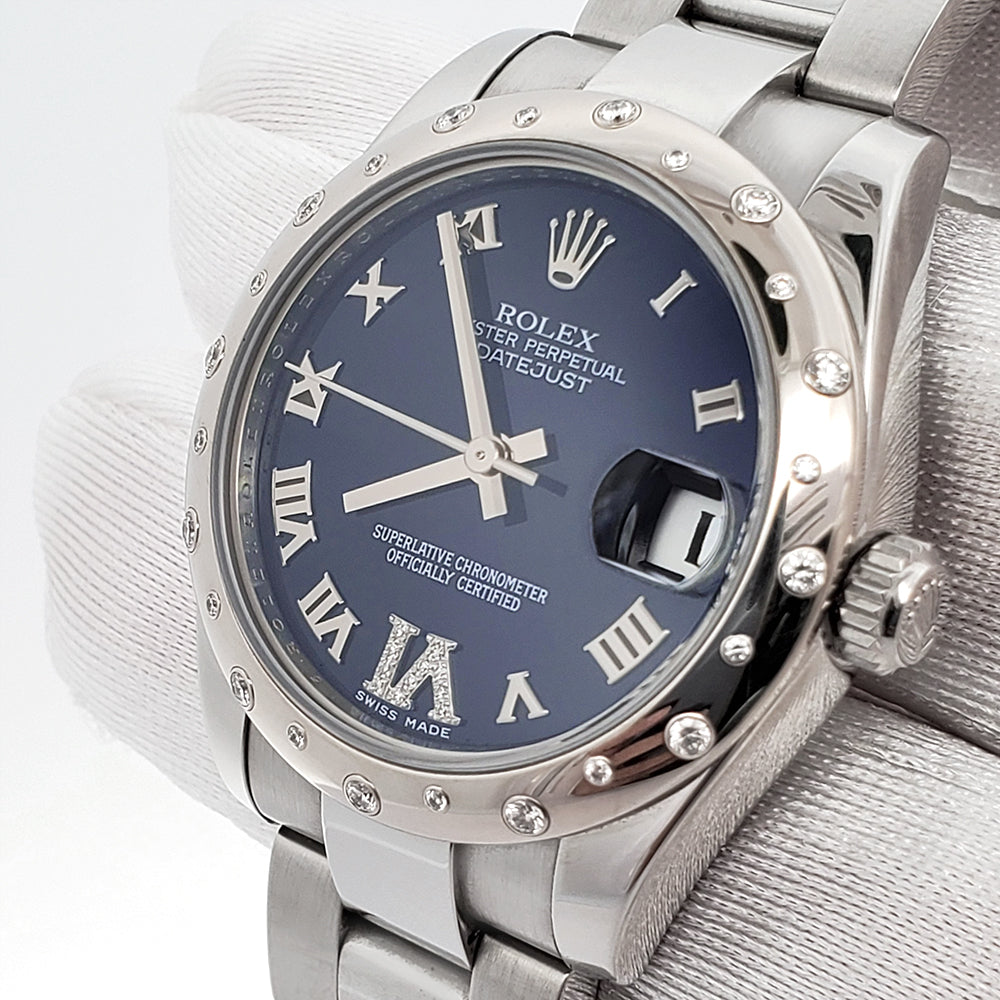 Rolex Datejust 31mm 24 Diamonds Bezel/Dark Blue Diamond Dial Watch 178