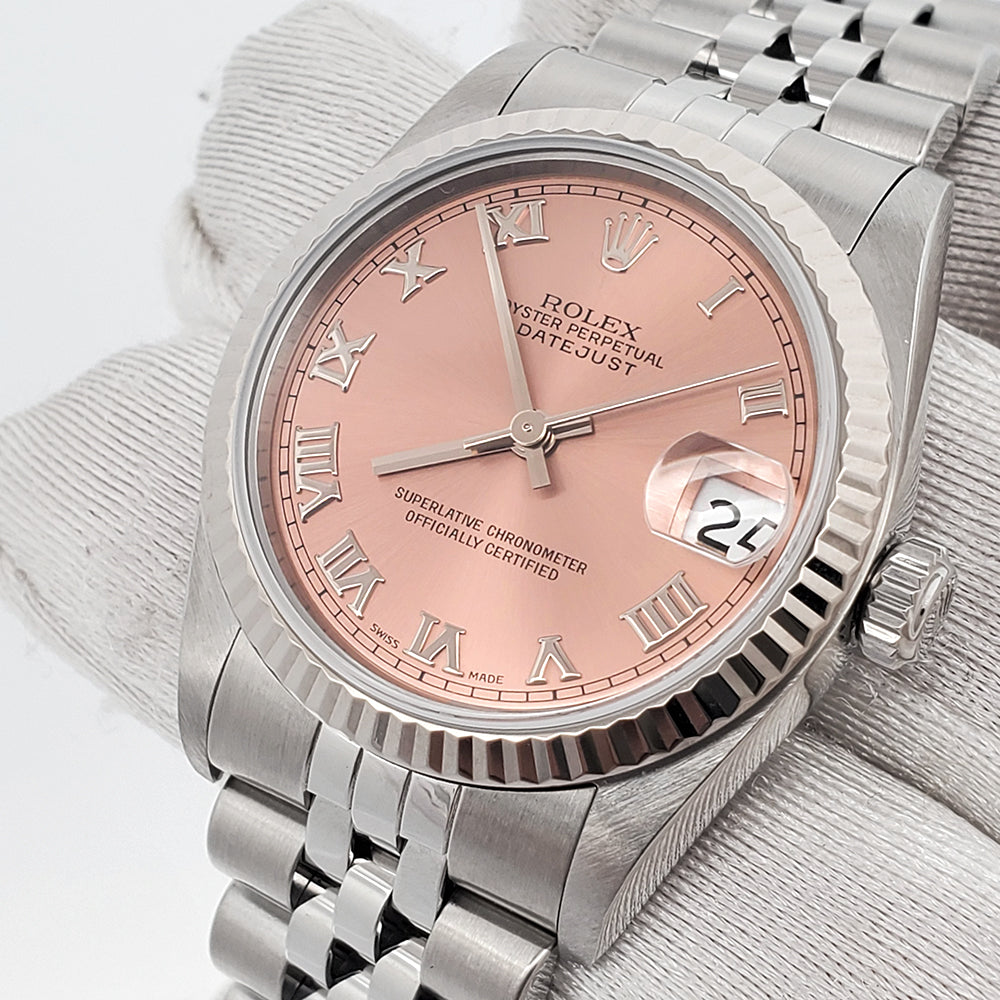 Rolex Datejust 31mm Salmon Roman Dial Fluted bezel Jubilee Steel Watch