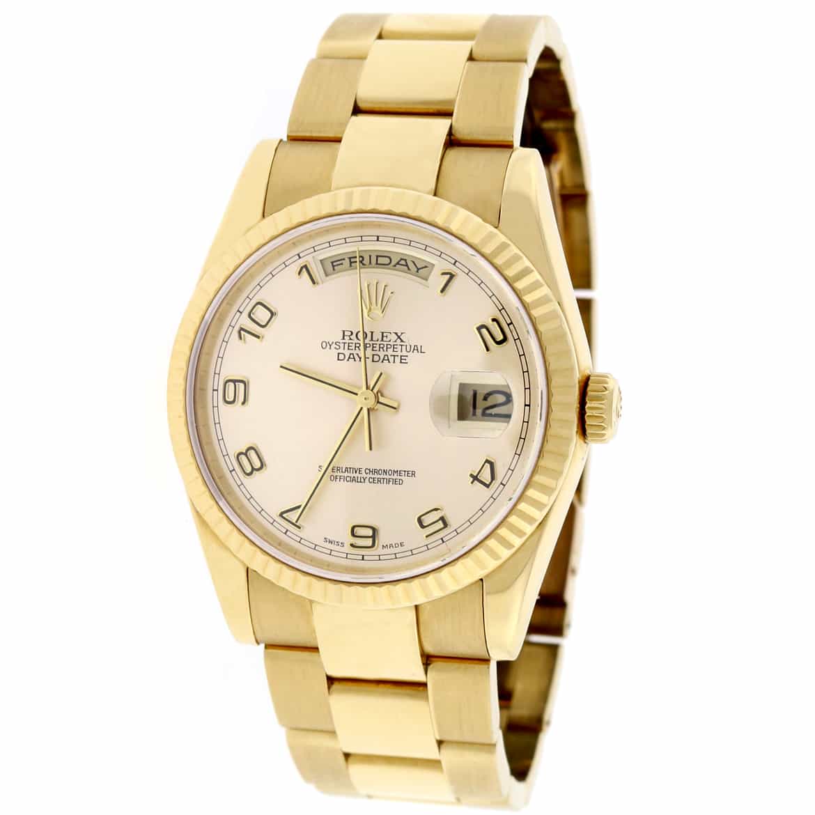 Rolex President Day-Date 18K Yellow Gold Original Champagne Arabic Dia