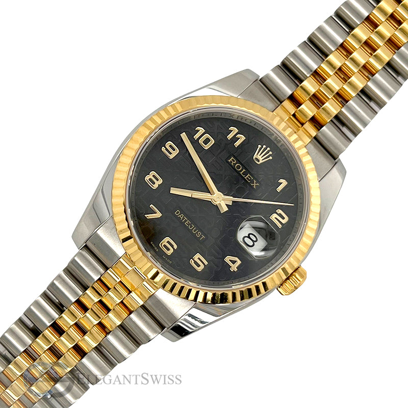 Rolex Datejust 36MM Black Dial Fluted Yellow gold and steel Jubilee Wa