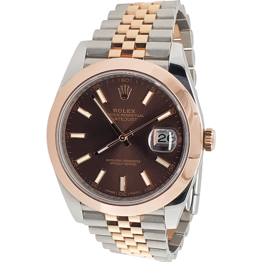 Rolex Datejust 41 Chocolate Dial Rose Gold Steel Jubilee Watch 126301
