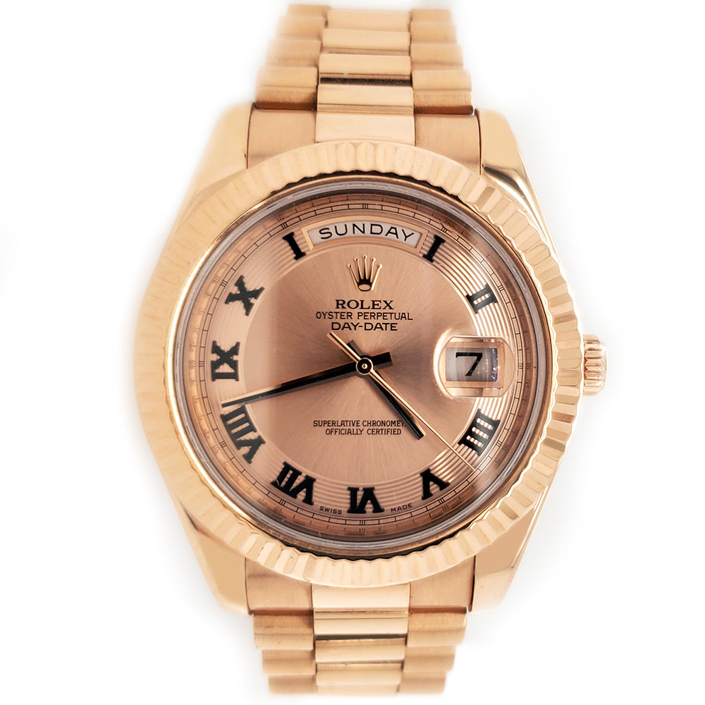 Rolex President Day-Date II 41MM Rose Gold Watch 218235 Box Papers