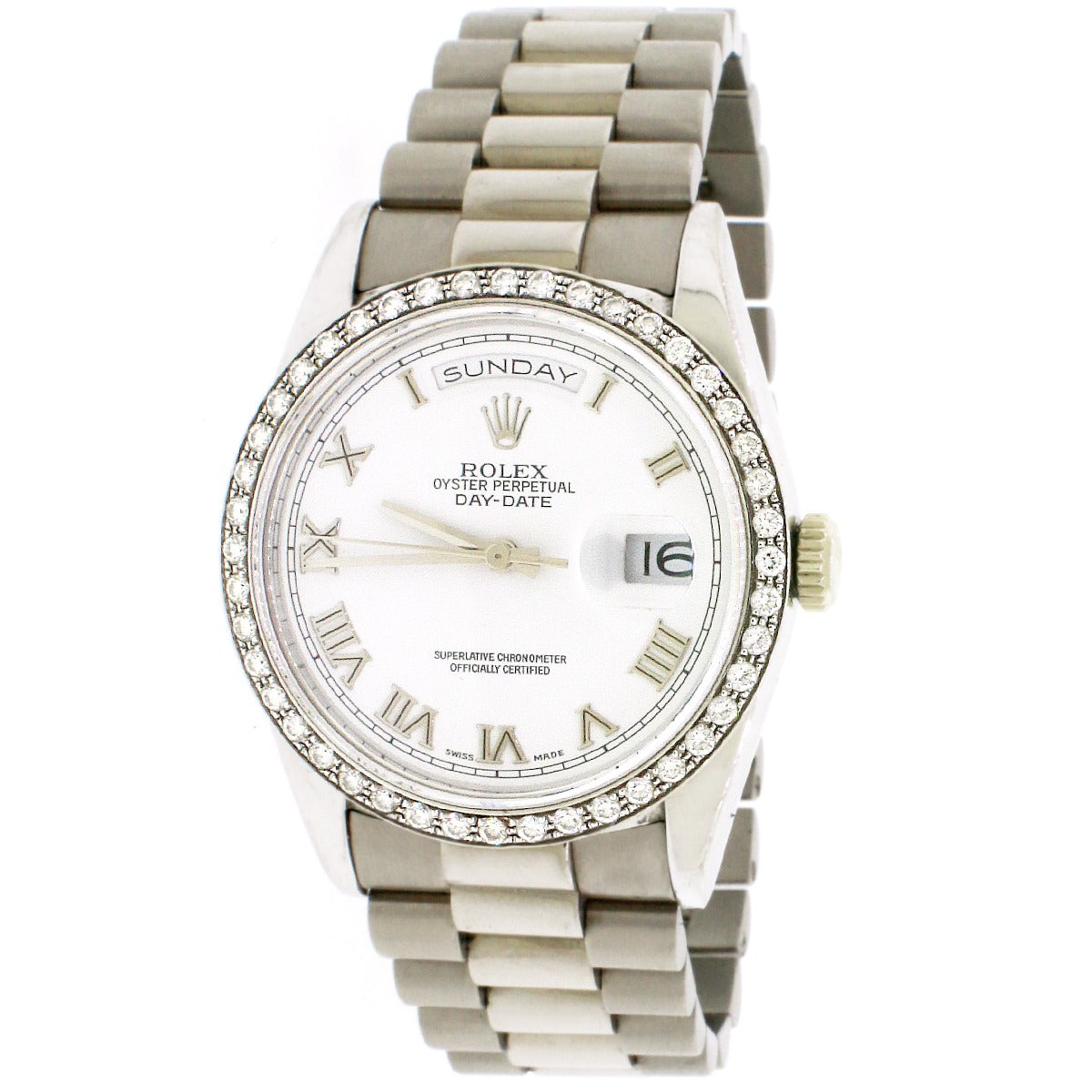 Rolex Day-Date Double Quick White Gold 36mm White Roman Dial 18239